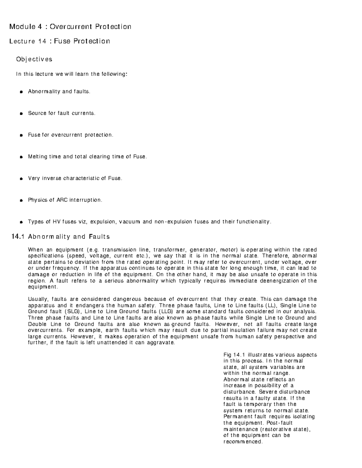 Lecture 14 Overcurrent Protection Fuse Protection Module 4