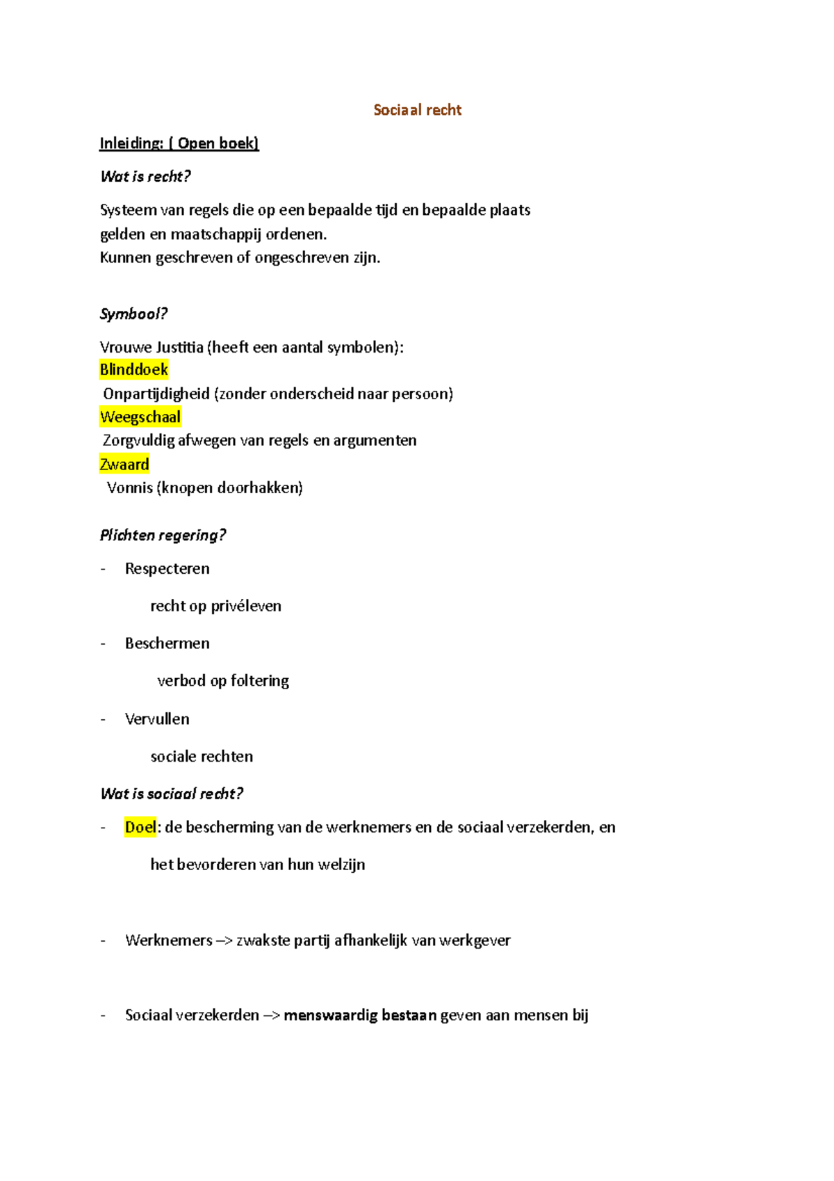 Samenvatting sociaal recht - Sociaal recht Inleiding: ( Open boek) Wat ...