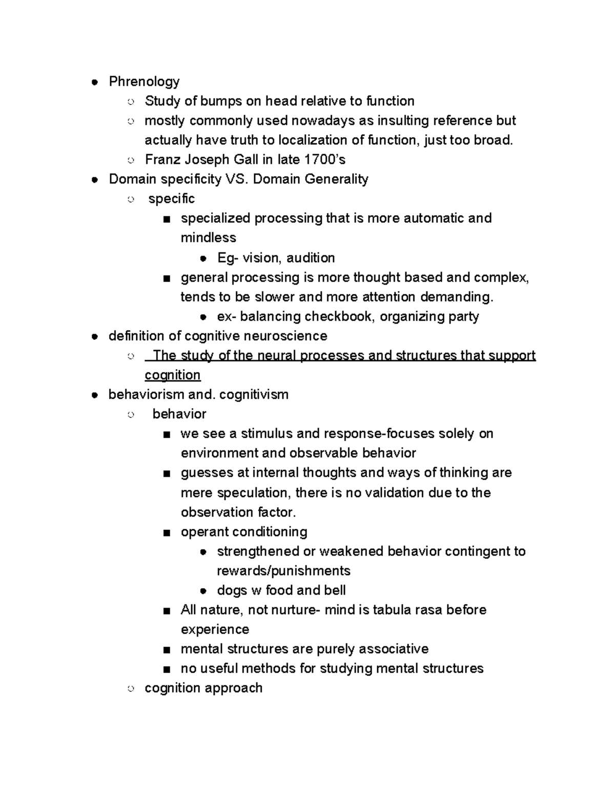 NE202midterm 1 study guide - Phrenology Study of bumps on head relative ...