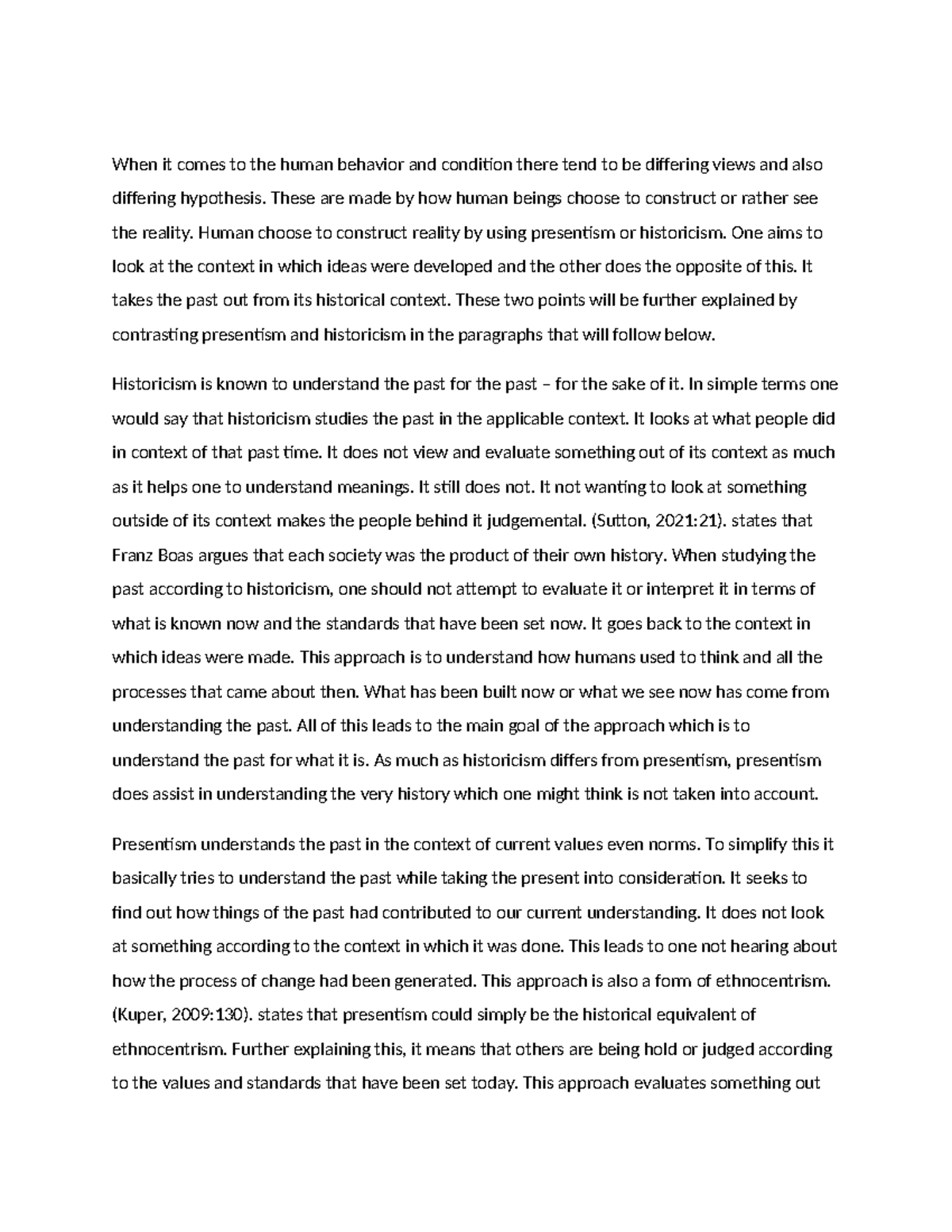 Historicism vs presentism - When it comes to the human behavior and ...