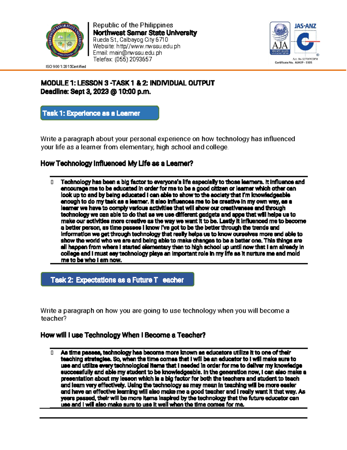Bello Module 1 Lesson 3 Task 1&2 - MODULE 1: LESSON 3 -TASK 1 & 2 ...