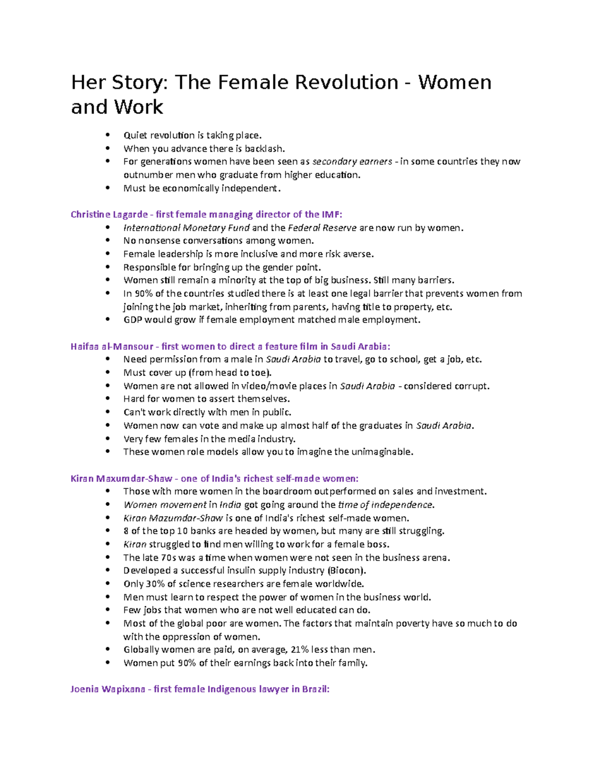 Unit 5 - Complete set of notes for unit 5. - Her Story: The Female ...