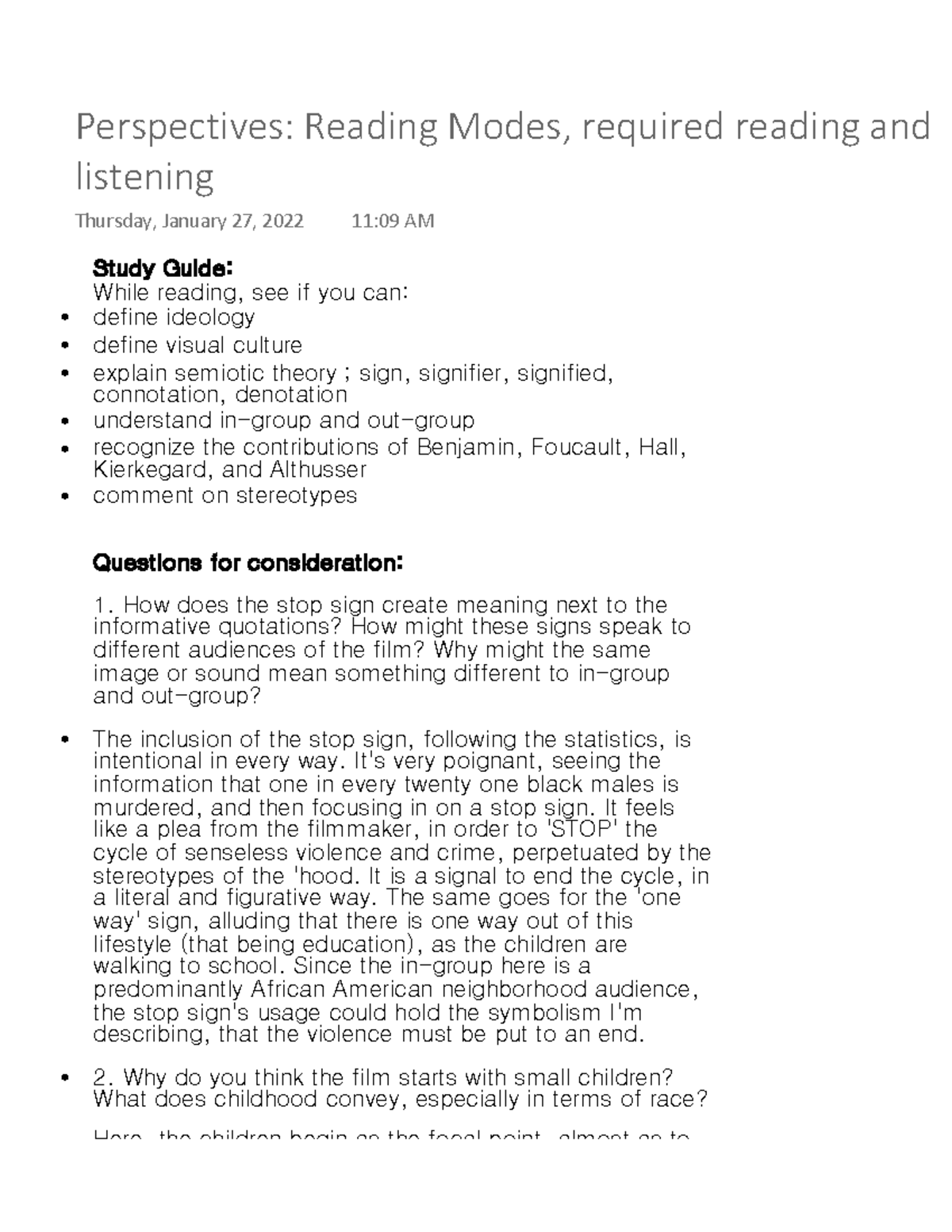 Perspectives Reading Modes, required reading and listening - Study ...