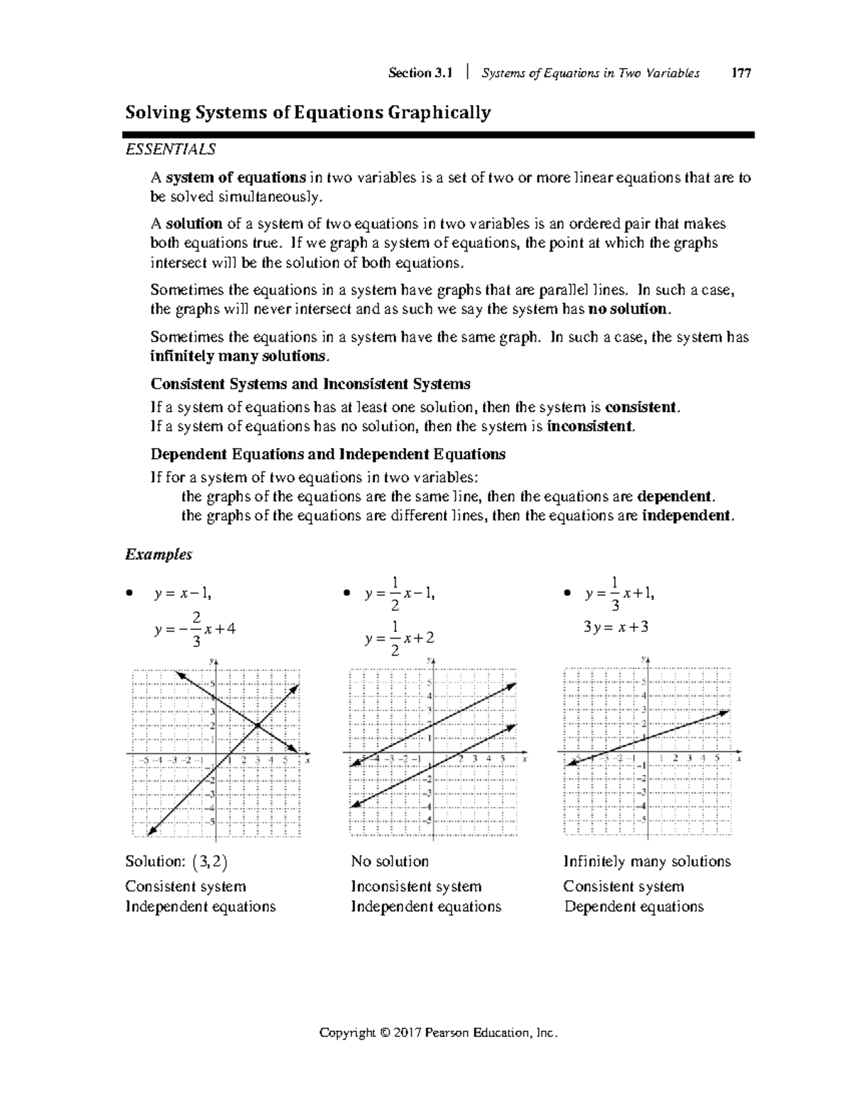 Section 3 - Systems of Equations in Two Variables Week 7-9 - Solving ...