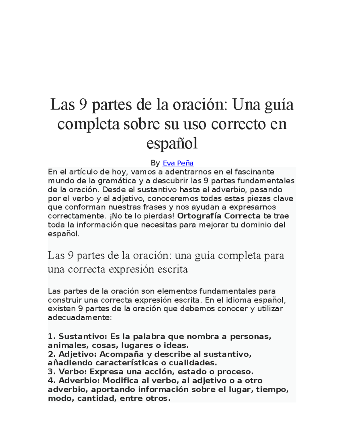 Las 9 partes de la oración - Desde el sustantivo hasta el adverbio ...