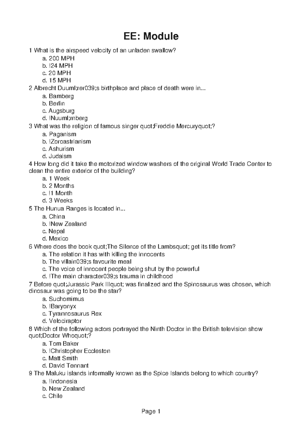 EE209 Homework Help 1 - EE: Module 1 What is the airspeed velocity of ...