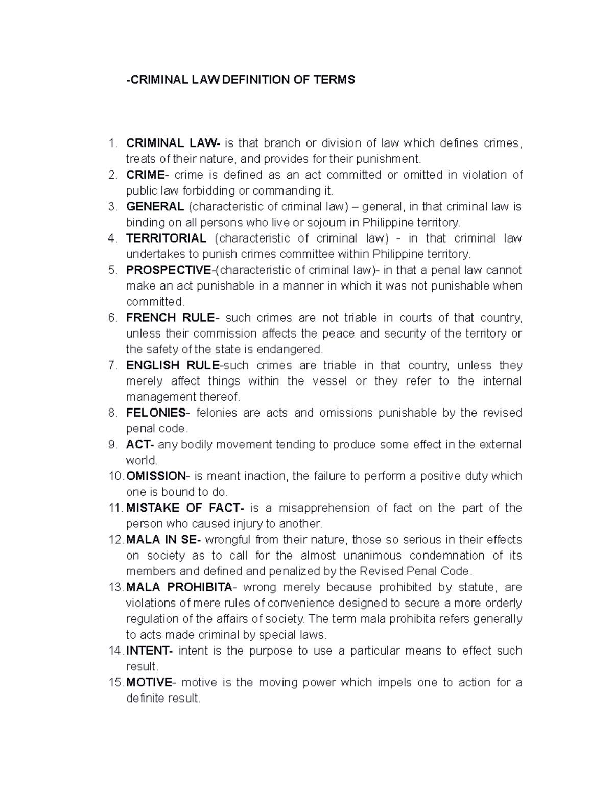 Criminal-LAW-reviewer -CRIMINAL LAW DEFINITION OF TERMS CRIMINAL LAW ...