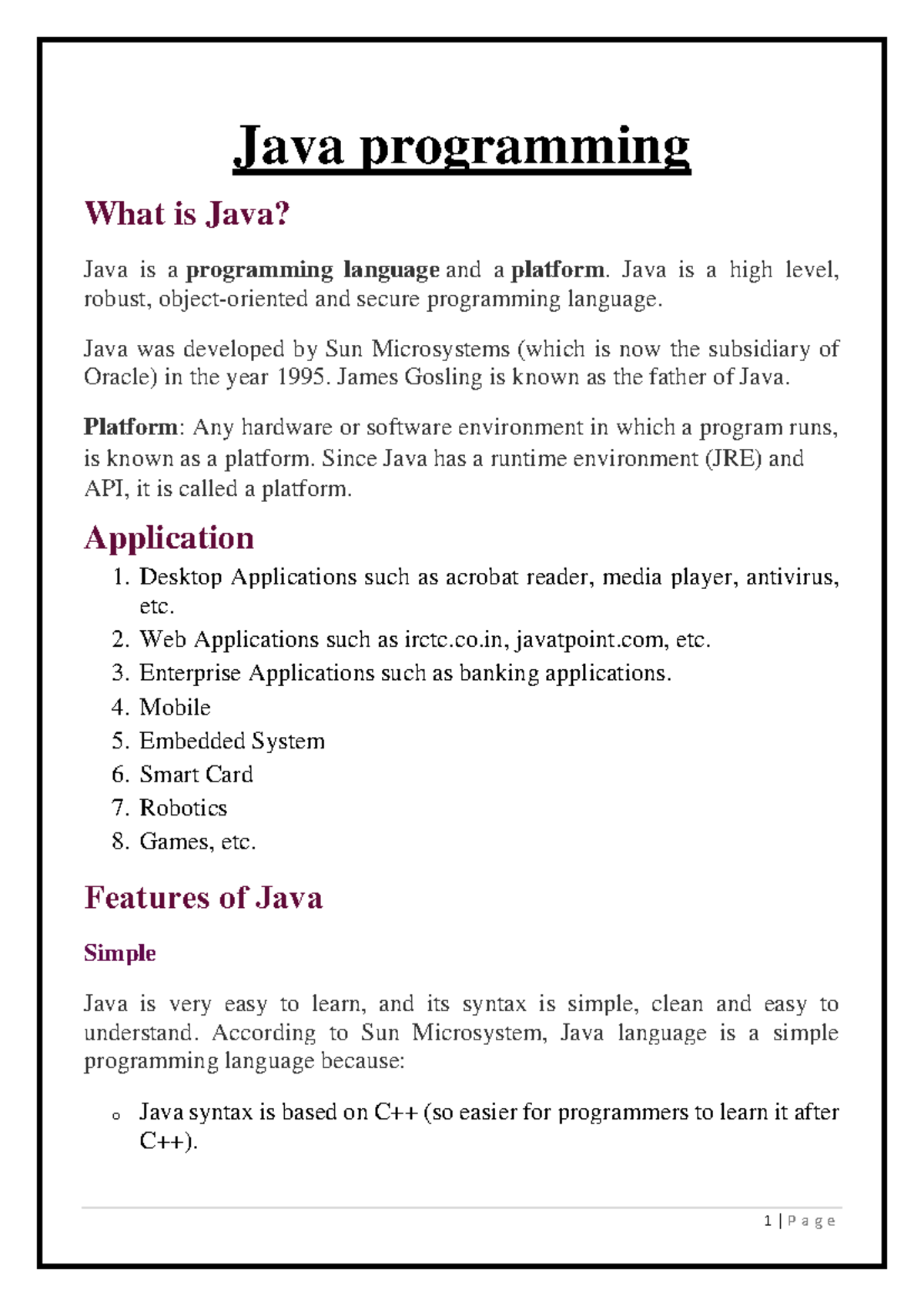 Java programming - paper - Java programming What is Java? Java is a ...