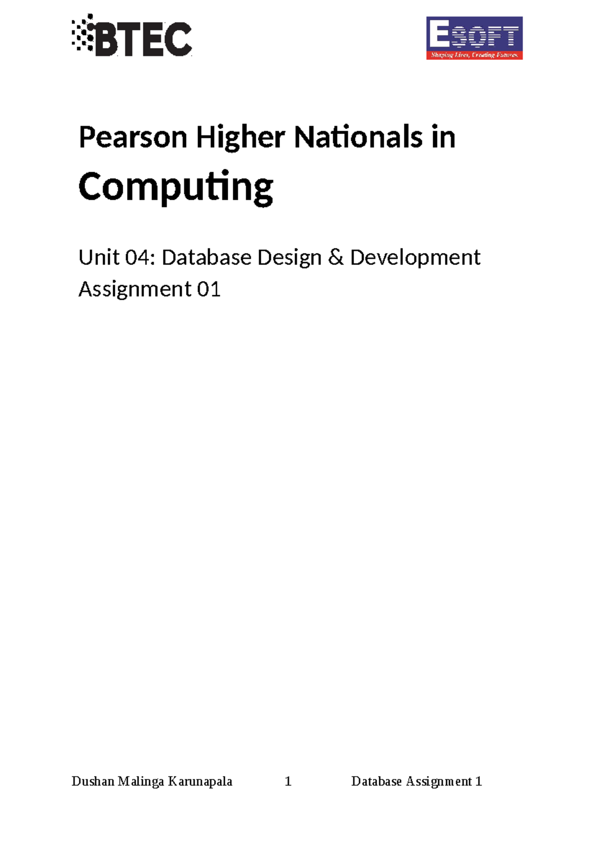 1152 1619622711350 Unit 04 Database design and Development Reworded 2021 - Pearson Higher ...