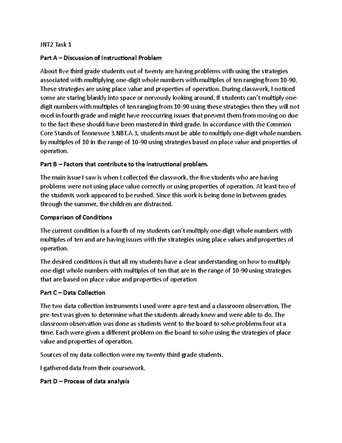JNT2 Task 1 PASS - JNT2 Task 1 Part A – Discussion of Instructional ...