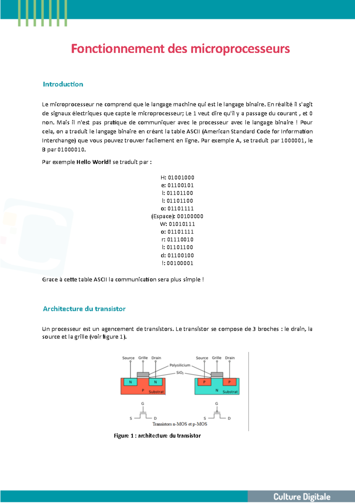 Support de cours - fonctionnement du microprocesseur - Fonctionnement des microprocesseurs - Studocu