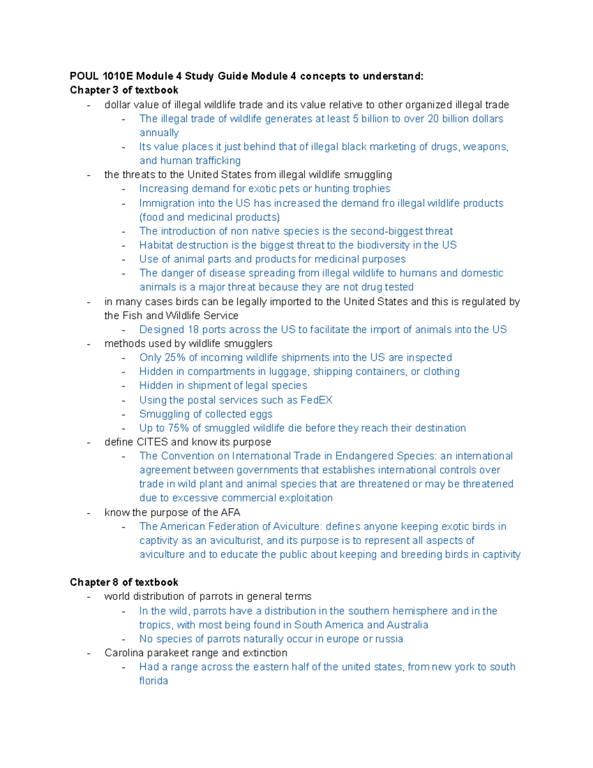 Birds of Our Lives Exam 2 Study Guide - POUL 1010E Module 4 Study Guide ...
