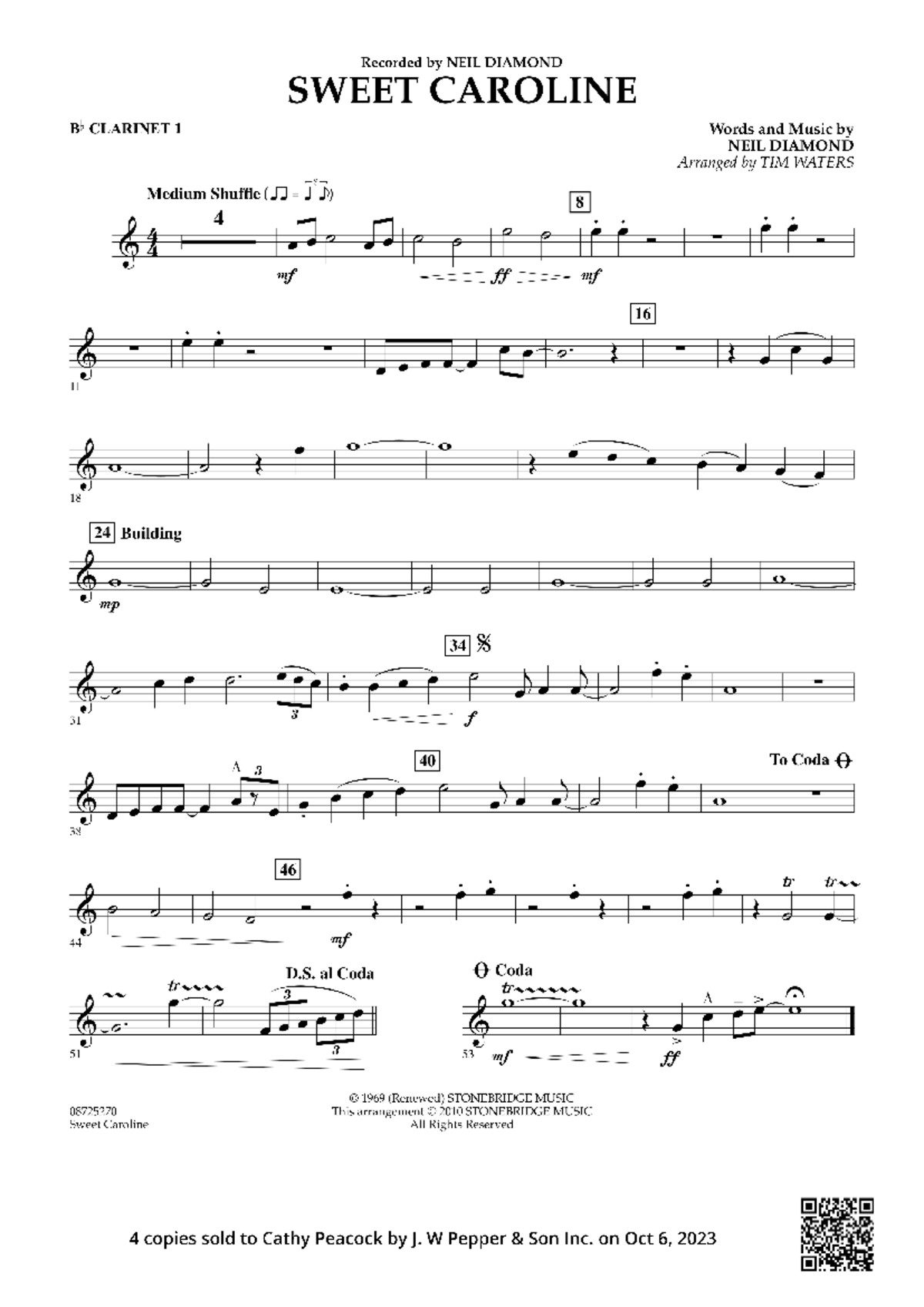 Sweet Caroline Bb Clarinet 1 - Studocu