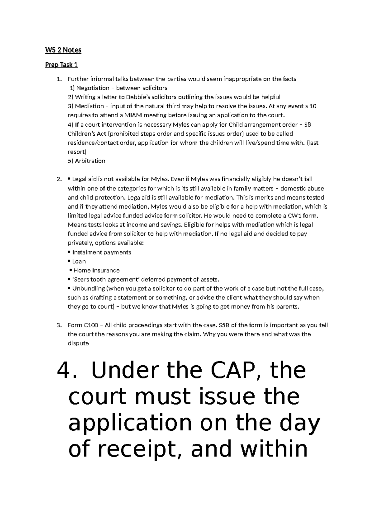 WS 2 - Family law workshop 2 notes - WS 2 Notes Prep Task 1 1. Further ...