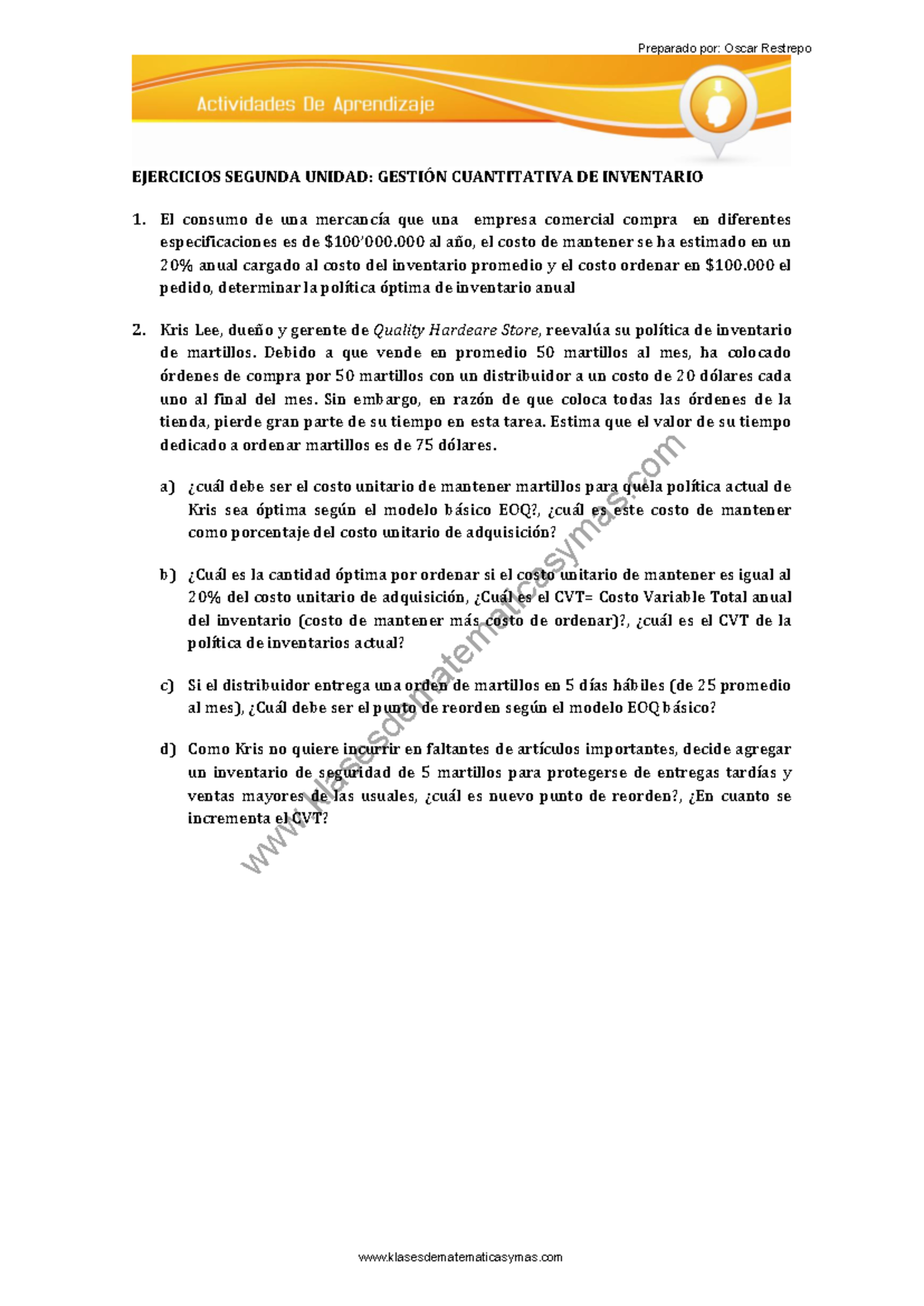 Scribd - gfdgf - EJERCICIOS SEGUNDA UNIDAD: GESTIÓN CUANTITATIVA DE ...