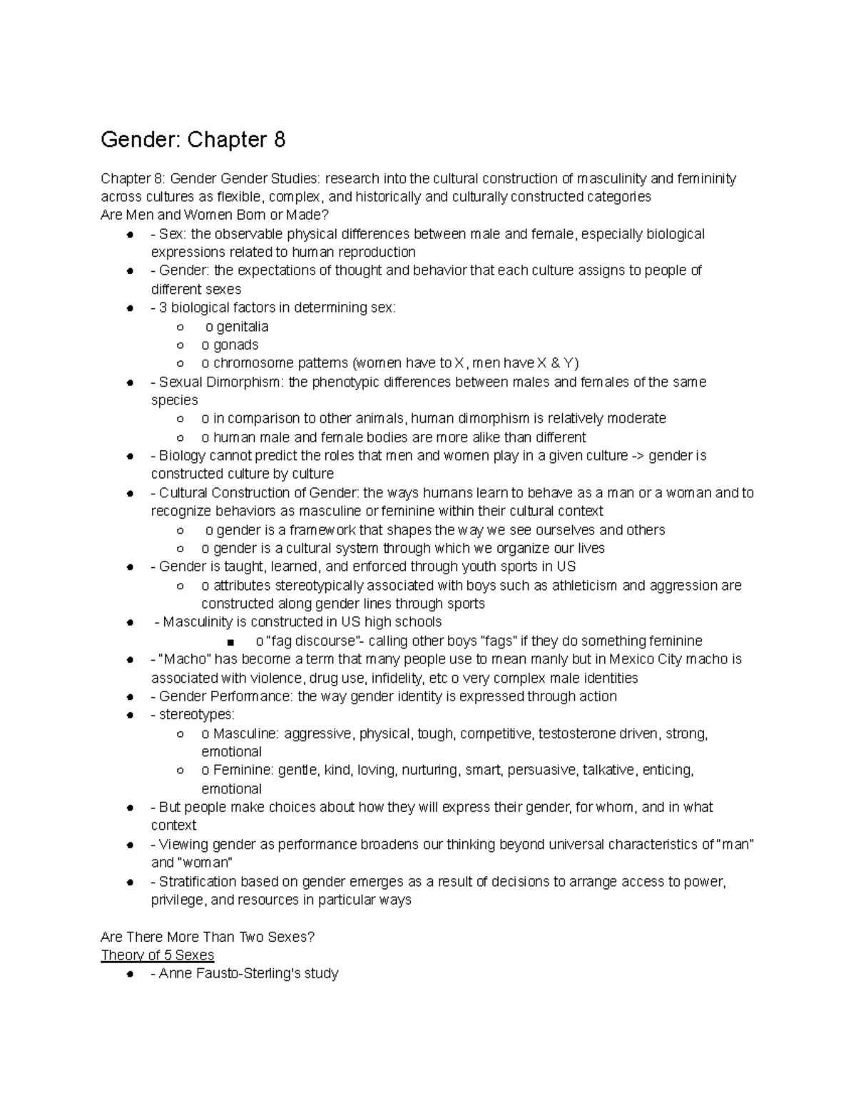 Chapter 8,10, 17 - textbook notes! - Gender: Chapter 8 Chapter 8 ...