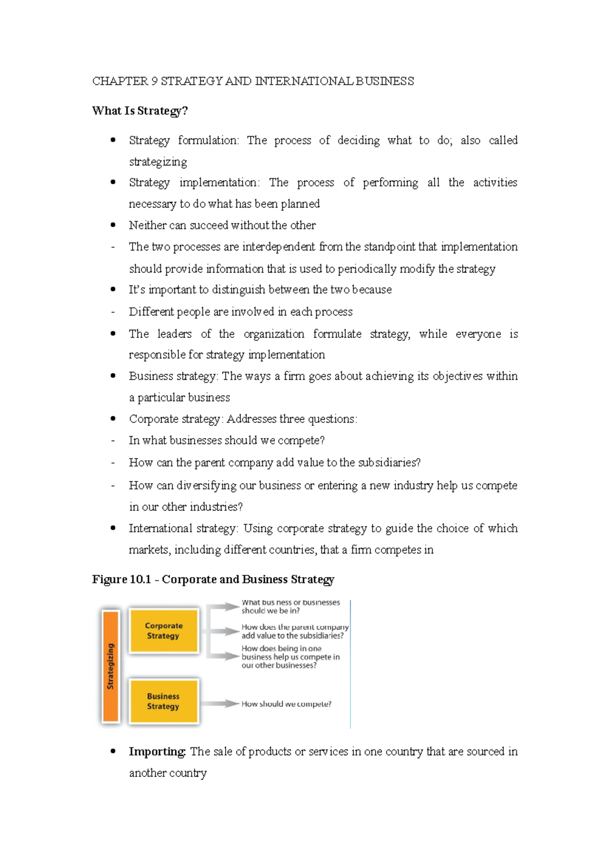 Chapter 9 Strategy and International Business - CHAPTER 9 STRATEGY AND INTERNATIONAL BUSINESS ...