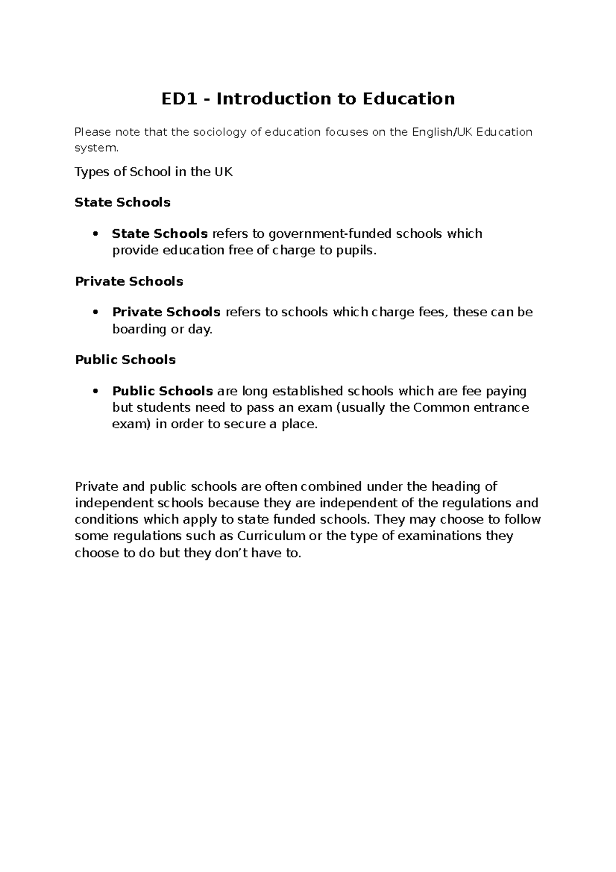 ED1 - Transcript - Intro to education - ED1 - Introduction to Education ...