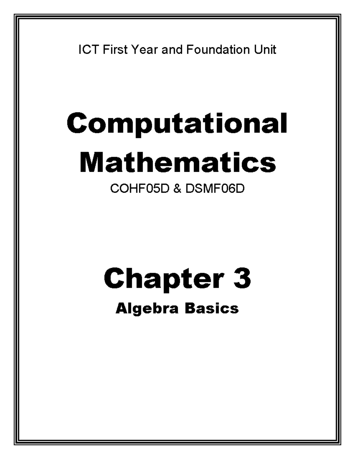 Chapter 3 SURDS ,BINARYS - CPPH501 - TUT - Studocu