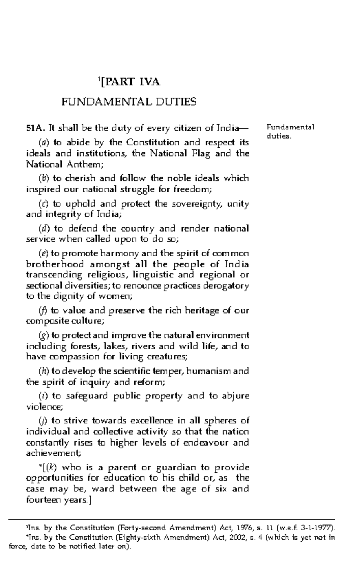 Fundamental-Duties-English - 1 [PART IVA FUNDAMENTAL DUTIES 51A. It ...
