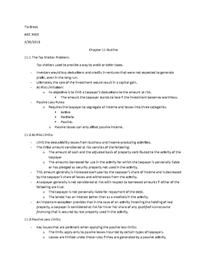 Tax Form - Passive Activity - Notes 4/2/15 Income Exclusions Gross ...