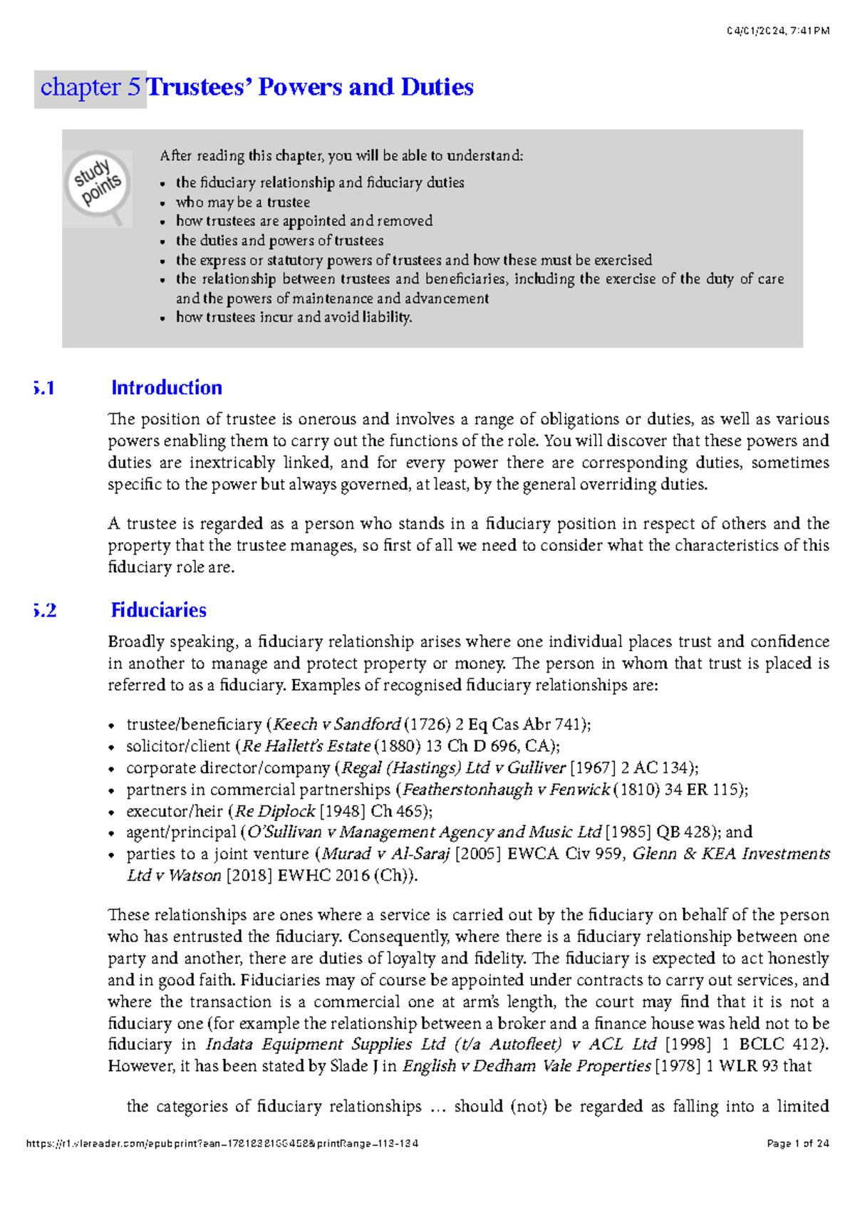 Trustees' Pwer and Duties - • • • • • • 5. 5. • • • • • • • chapter 5 Trustees’ Powers and ...