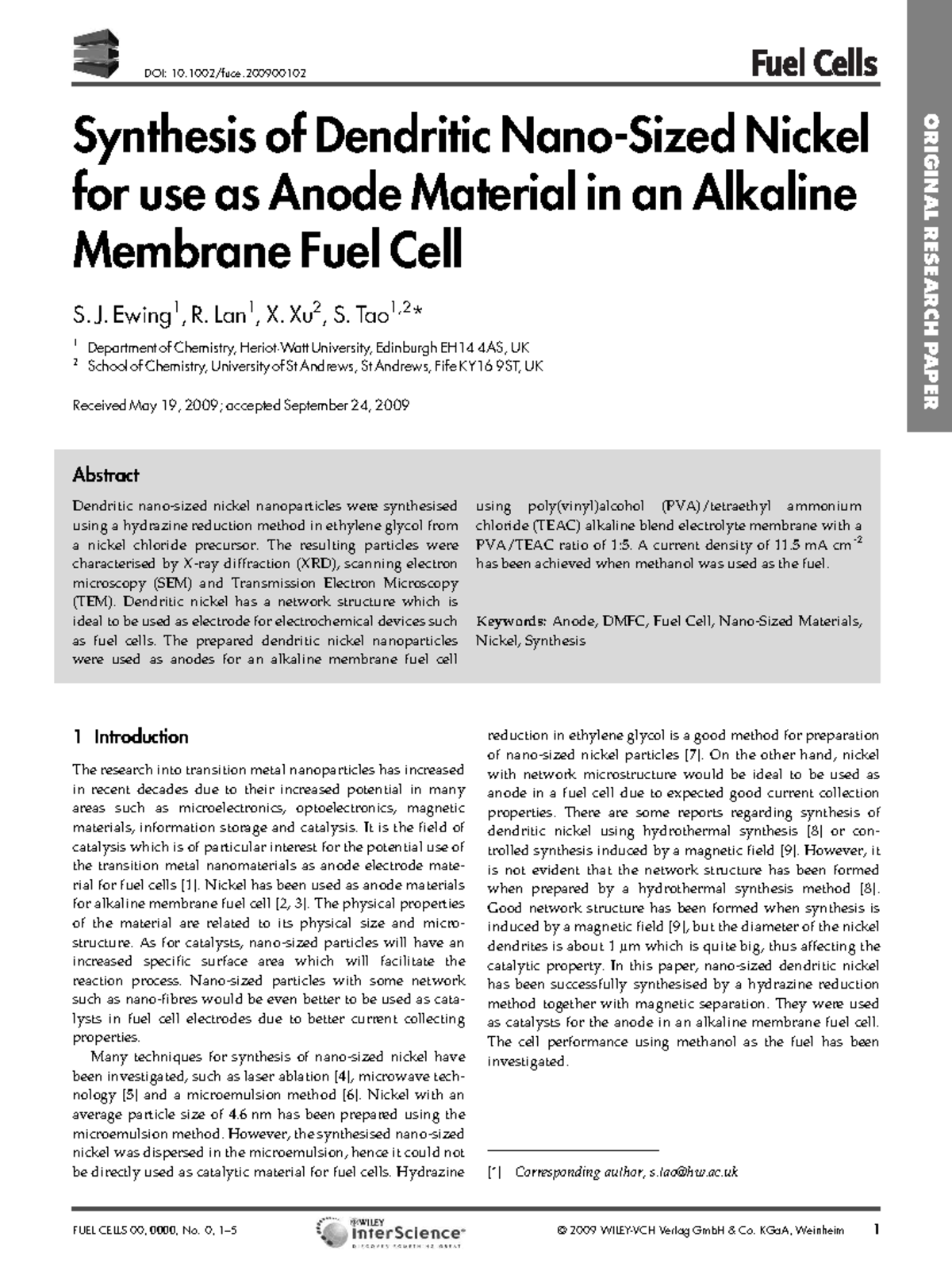 Synthesis of Dendritic Nano Sized Nickel - Synthesis of Dendritic Nano-Sized Nickel for use as ...