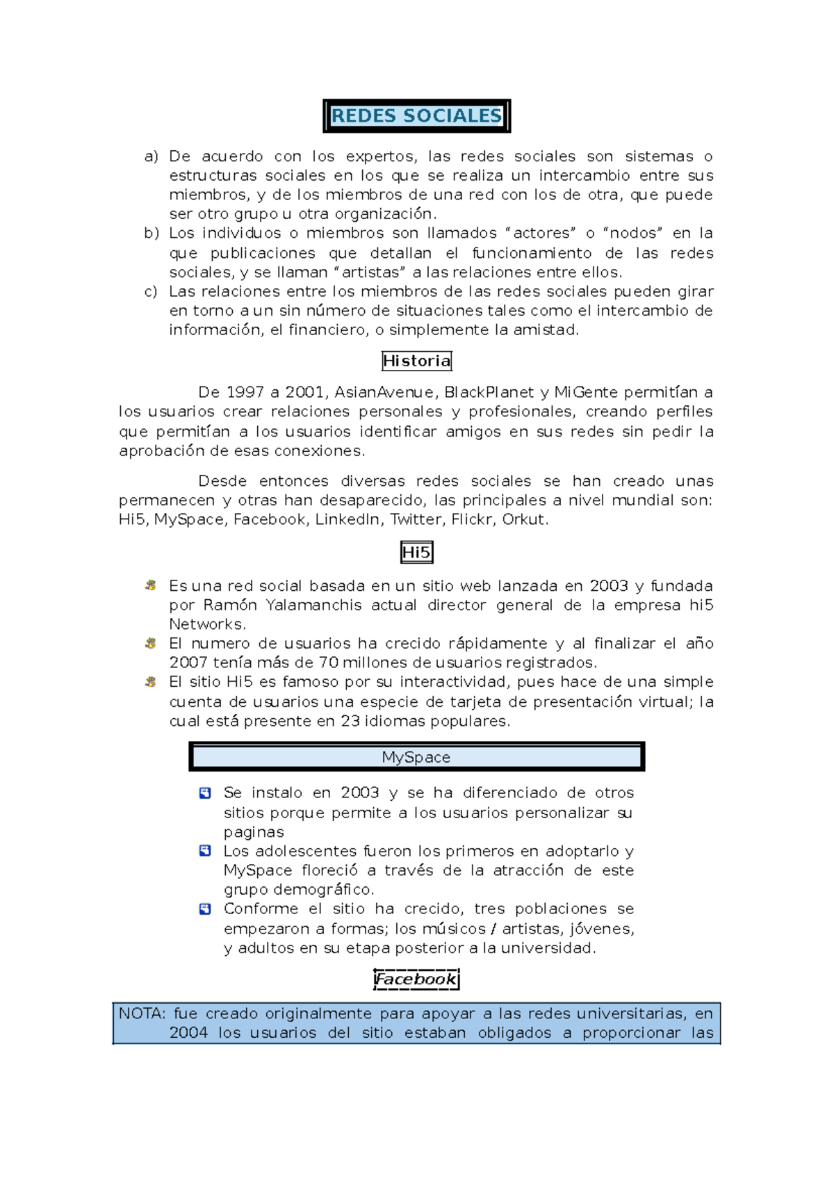 Word2016-TP2 - Tp2 word - REDES SOCIALES a) De acuerdo con los expertos, las redes sociales son ...