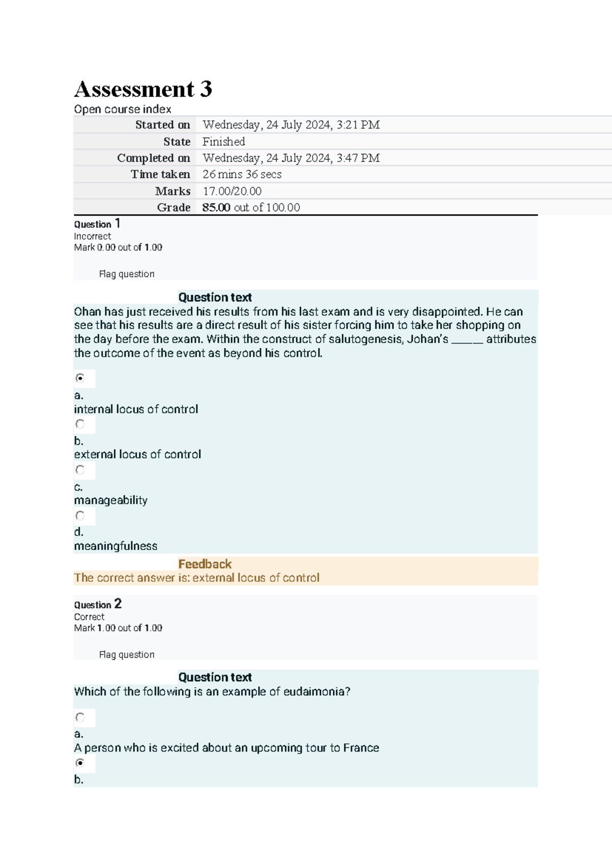 IOP1601- Assignment 3 - iop - Assessment 3 Open course index Started on Wednesday, 24 July 2024 ...
