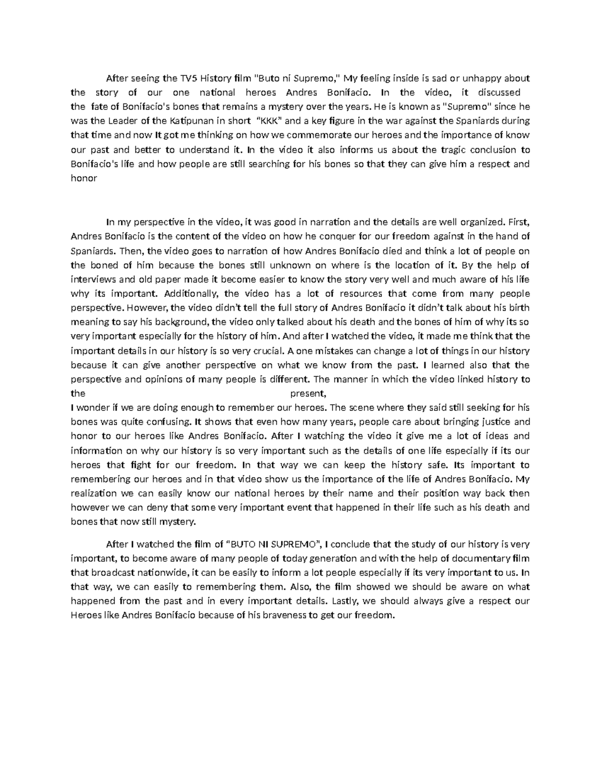 After seeing the TV5 History film - In the video, it discussed the fate ...