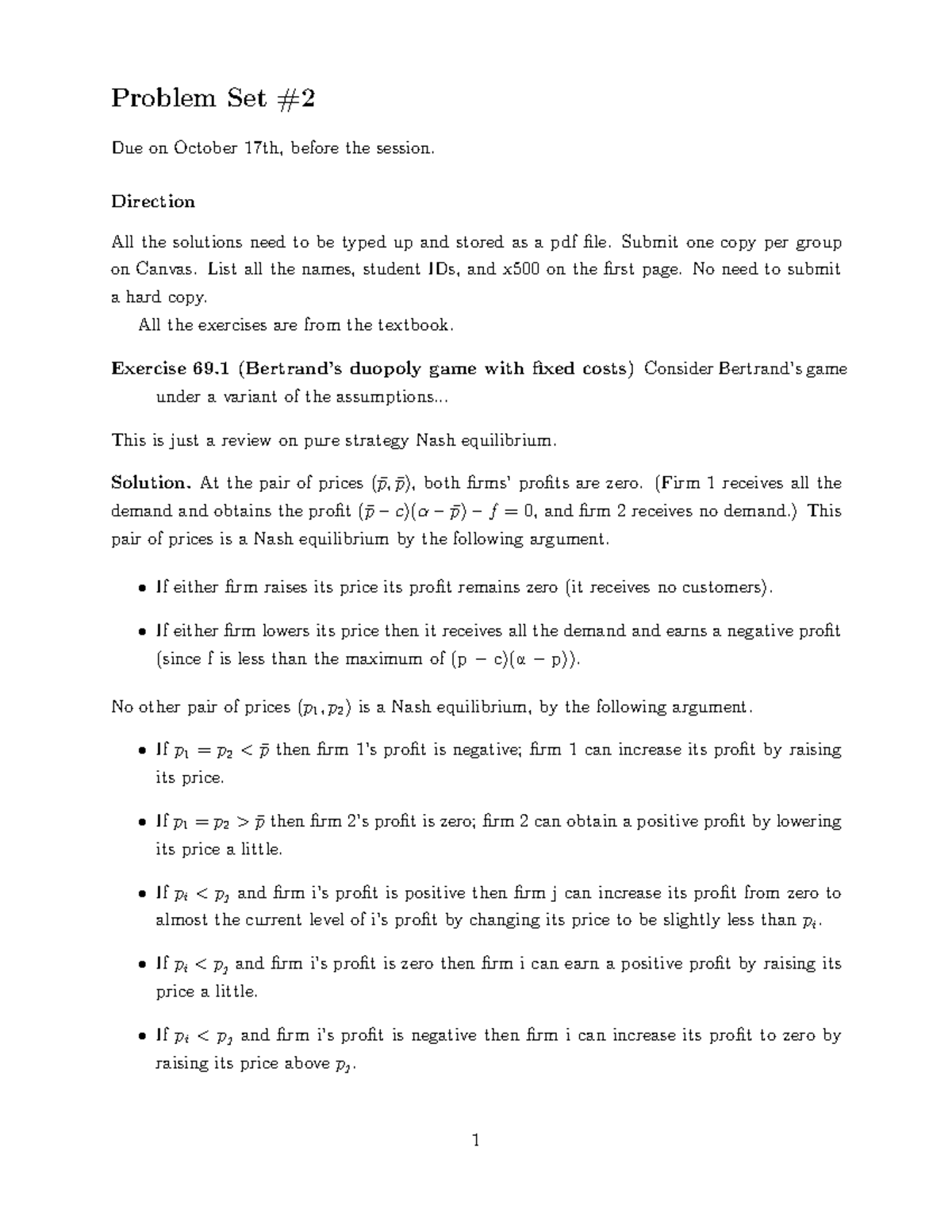 Ps2 solution - Problem Set Due on October 17th, before the session. Direction All the solutions ...