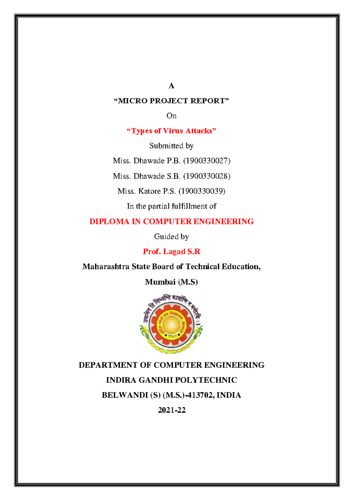 ETI Project Report - Jadugar me jadugar - A “MICRO PROJECT REPORT” On ...