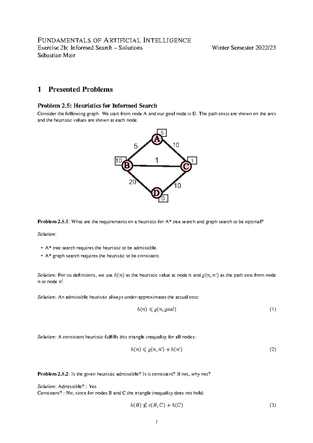 Exercise 2b solutions - FUNDAMENTALS OF ARTIFICIAL INTELLIGENCE ...