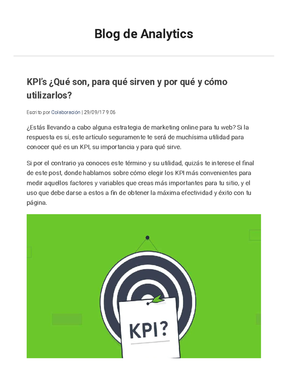 KPI’s ¿Qué son, para qué sirven y por qué y cómo utilizarlos - Blog de ...