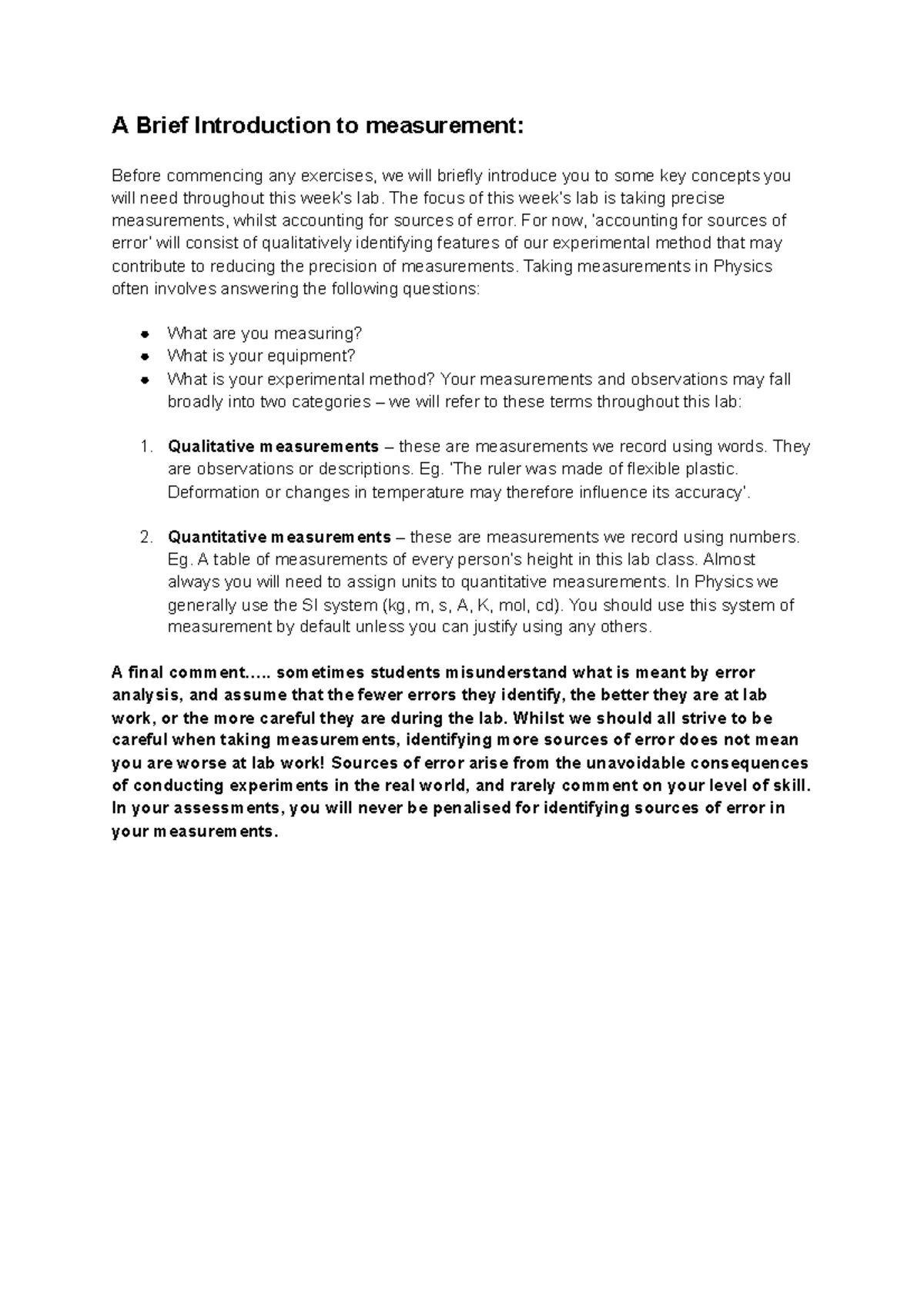 Chapter-1a-Measurement - A Brief Introduction to measurement: Before ...