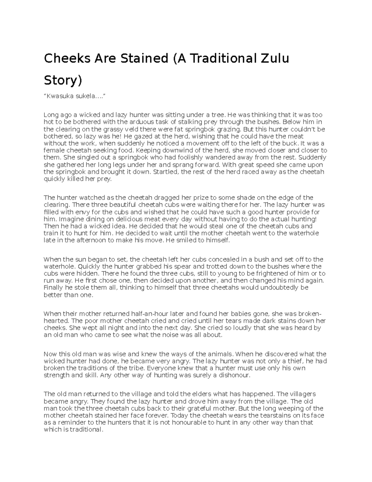 Why the cheetahs cheeks are stained - Cheeks Are Stained (A Traditional ...