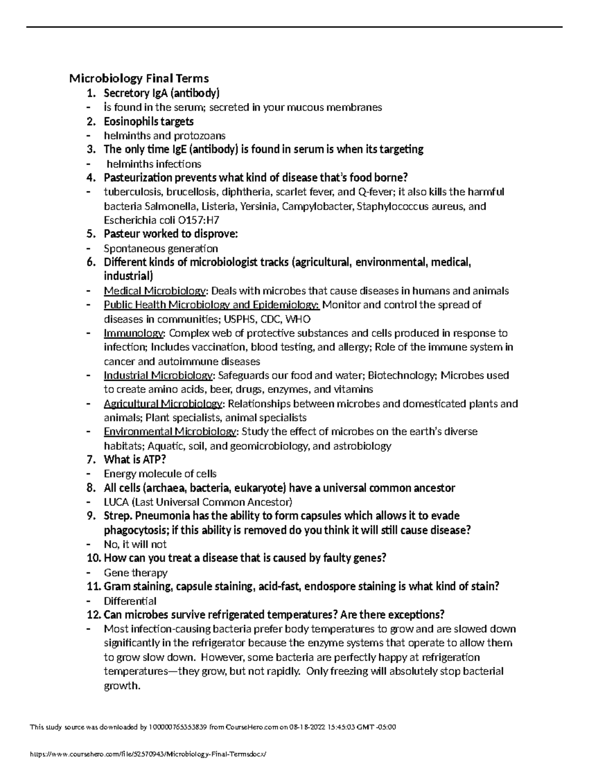 Microbiology Final Terms - Microbiology Final Terms Secretory IgA ...