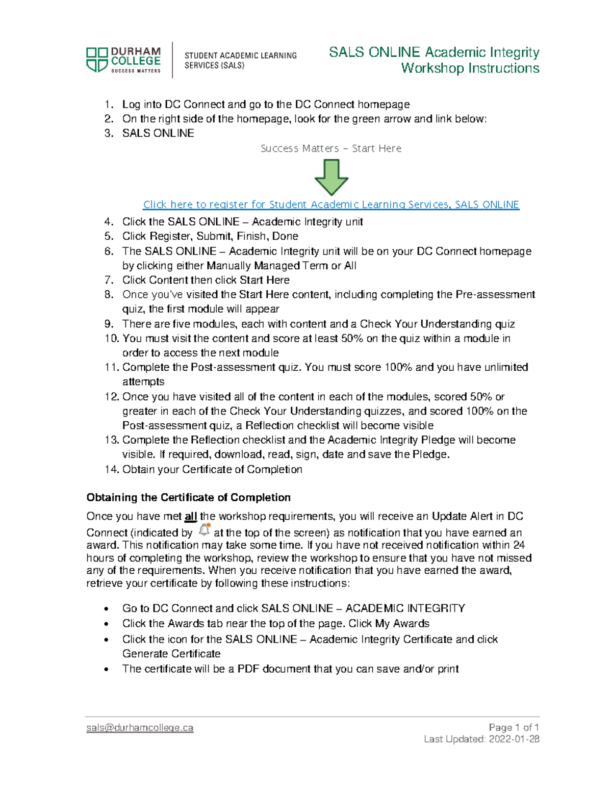 SALS Online Academic Integrity Workshop Instructions - SALS ONLINE ...