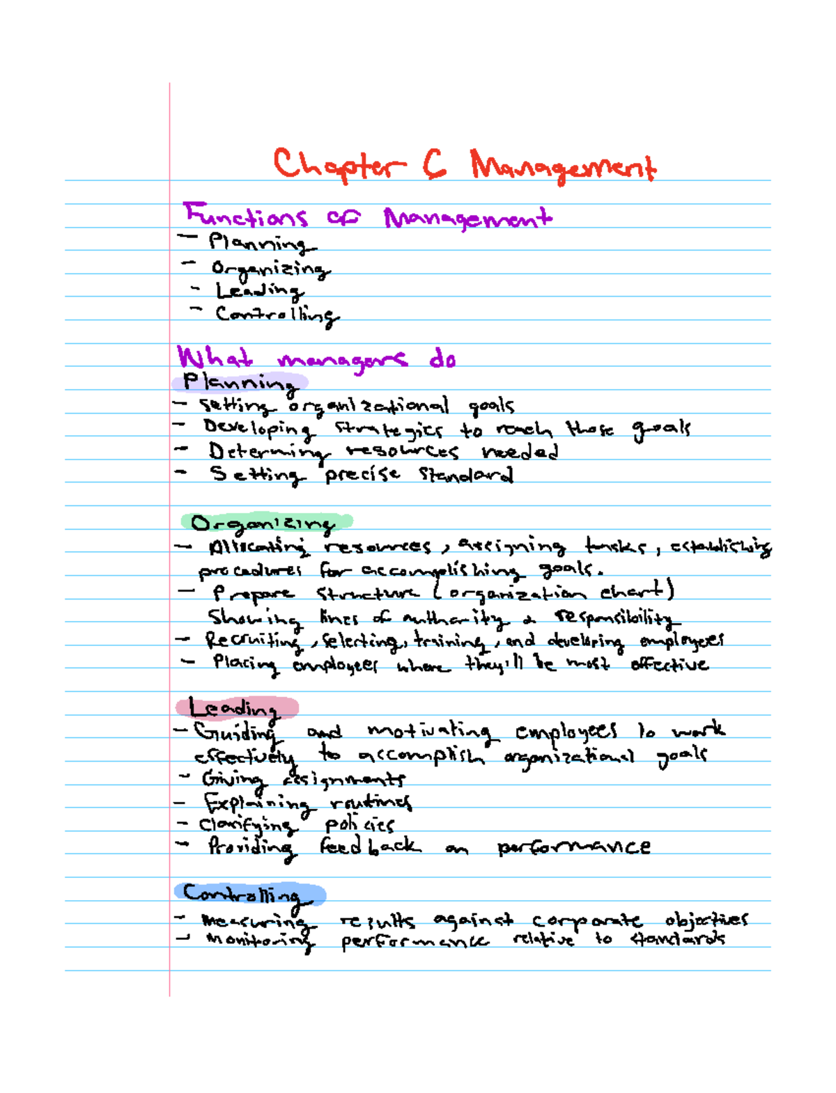 Management and leadership 6 - Chapter G Management Functions of ...