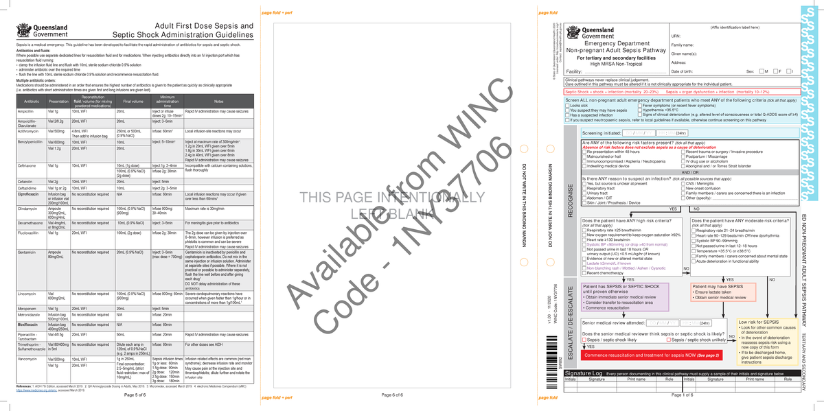 Ed adult sepsis pathway tertiary high mrsa - WINC Code: 1NY SW ...