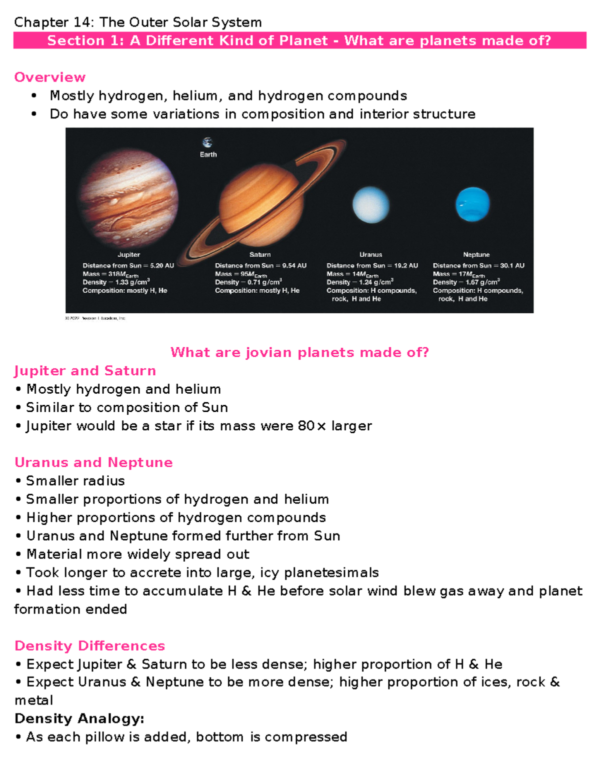 Chapter 14 - Astronomy - Chapter 14: The Outer Solar System Section 1 ...