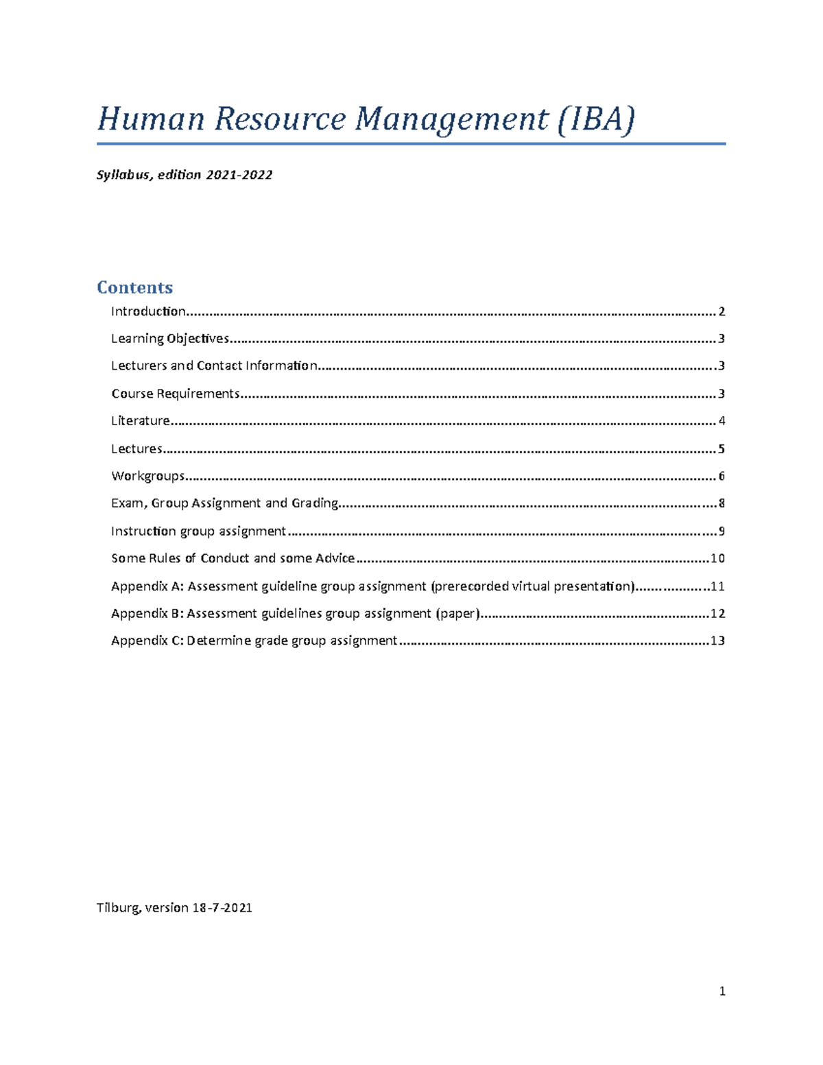 Syllabus for HRM (IBA) 2021 2022 Updated - Human Resource Management ...