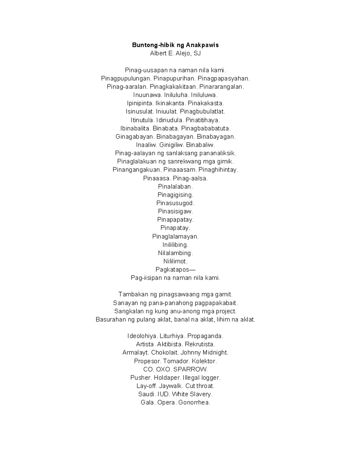 Buntong-hibik ng Anakpawis - Buntong-hibik ng Anakpawis Albert E. Alejo ...