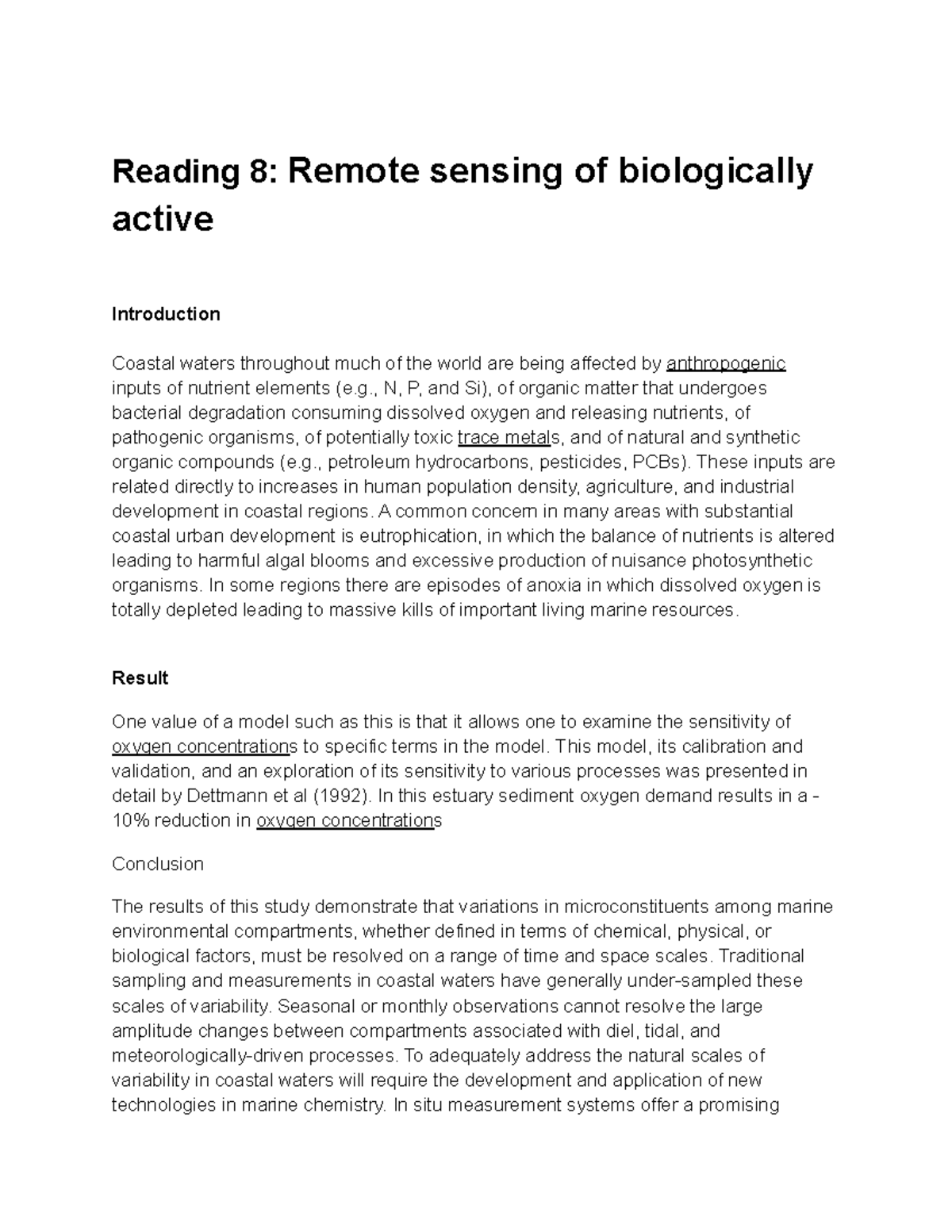 NRS516 Remote sensing notes - Reading 8: Remote sensing of biologically ...