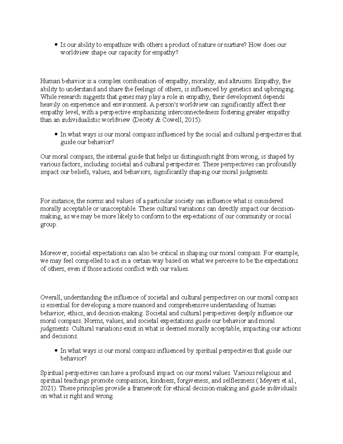 Psy 355 Disc 6 Prosocial - Is our ability to empathize with others a ...