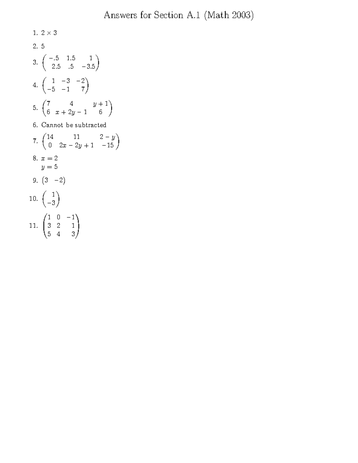 Written Homework Answers - Math 2003 (Revised 01 - 23 - 20) - Answers ...