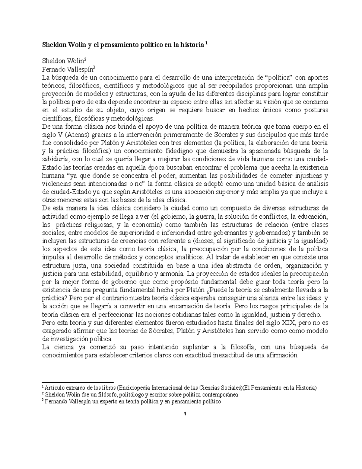 Articulo teoteopol - Sheldon Wolin y el pensamiento político en la ...