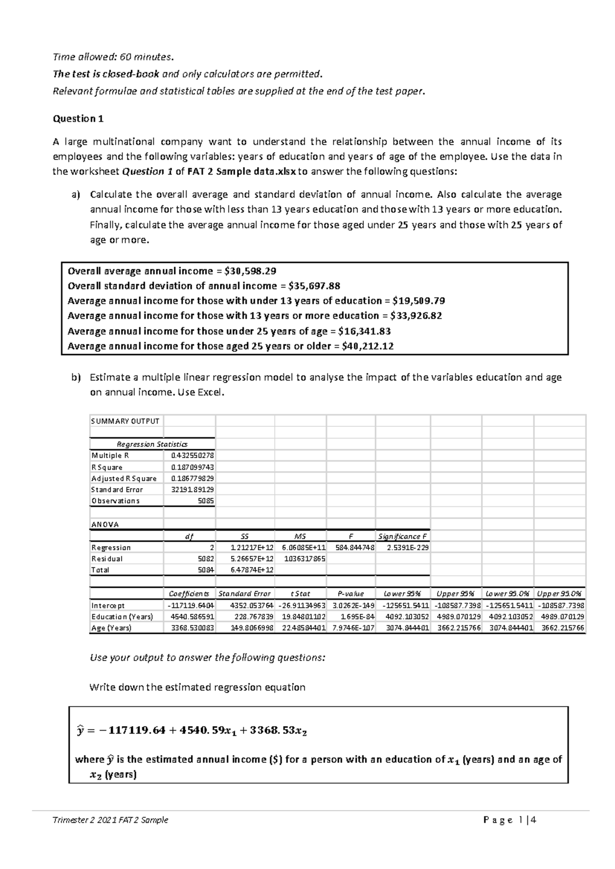 FAT 2 Sample solutions - This document includes the steps and answer of ...