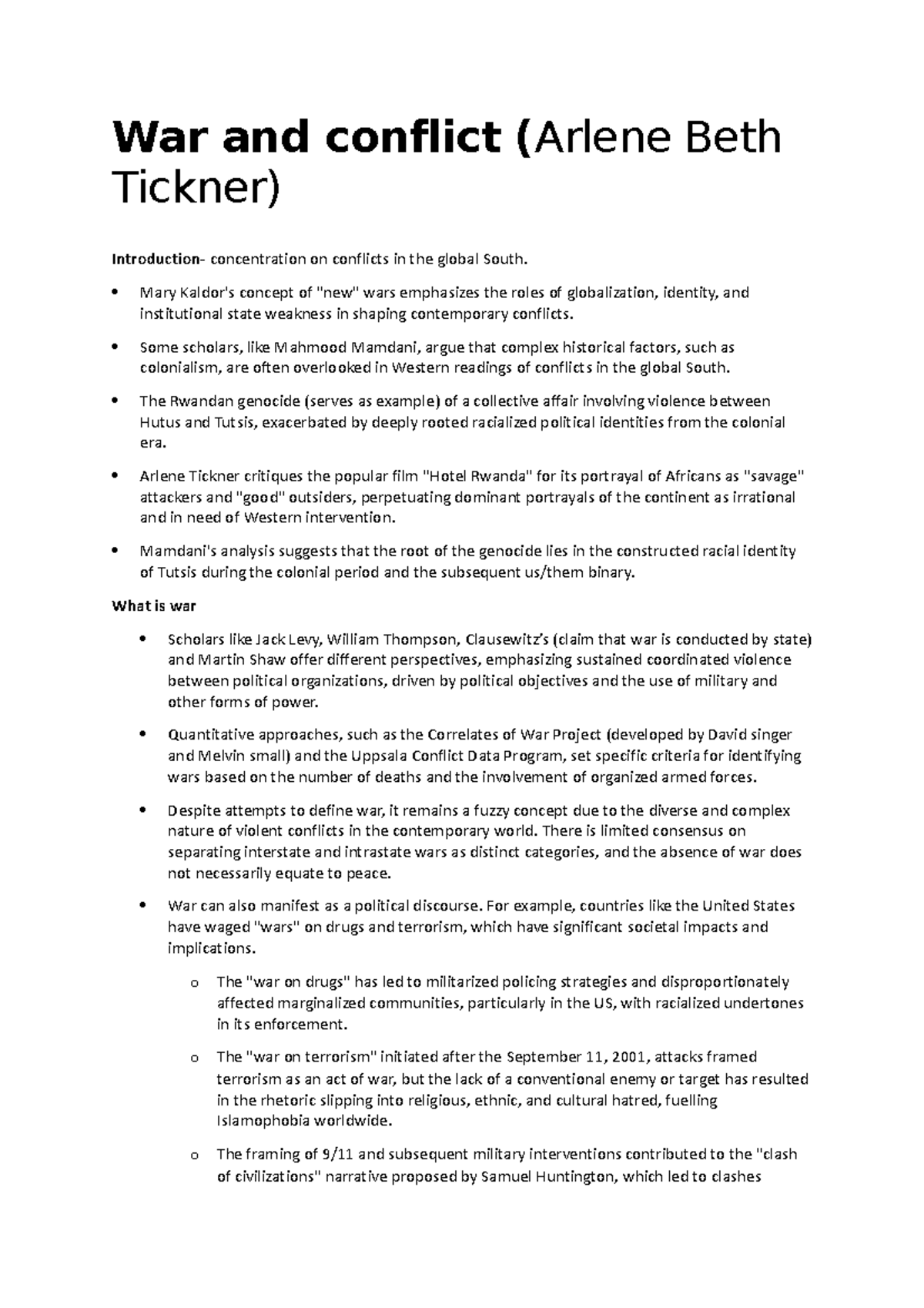 War and conflict notes - iuopi9o - War and conflict (Arlene Beth ...