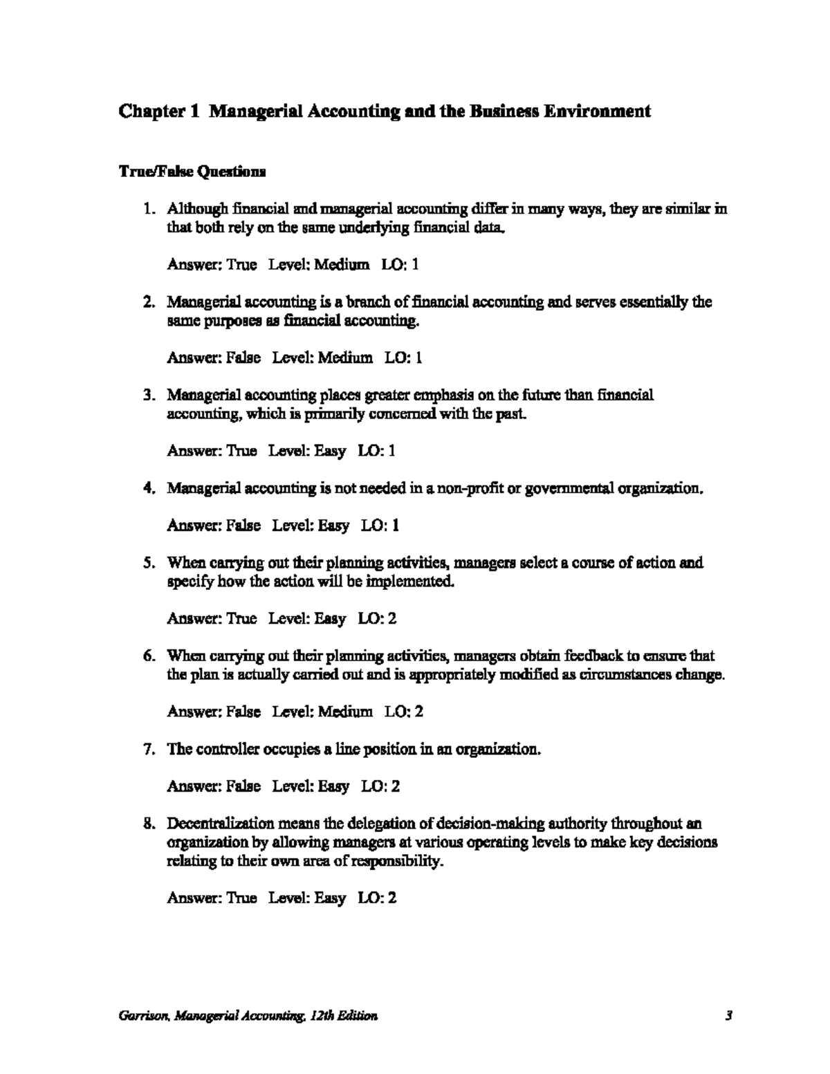 Managerial-accounting-edition-12-garrison Test Bank Chapter 1 ...